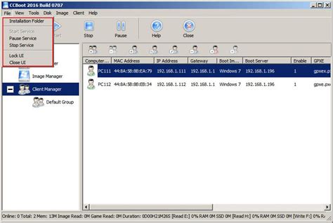 Introduction About The File Menu Of Ccboot Server Ccboot V30 Diskless Boot System