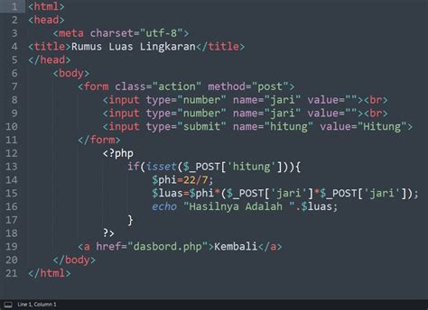 menghitung luas lingkaran dengan php belajar html css php
