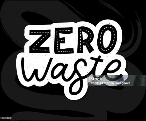 폐기물 제로 문자 텍스트 에코 녹색 그림입니다 개념 설계를 위한 낭비 제로 폐기물 제로 친환경 컨셉 유기 폐기물 벡터 그림입니다 생태 개념 0에 대한 스톡 벡터 아트 및