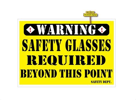 Warning Safety Glasses Required Beyond This Point Safety Dept Etsy