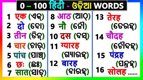 0 100 Hindi Odia Number Counting In Hindi Speaking Hindi In