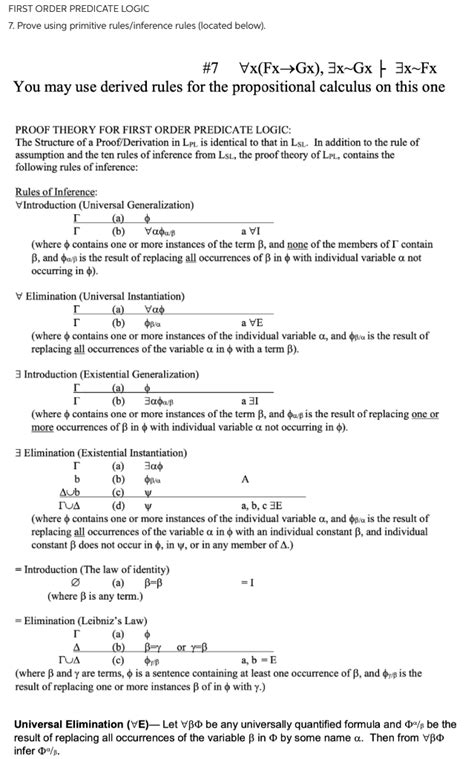 Solved First Order Predicate Logic 7 Prove Using Primitive