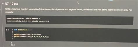 Solved Q7 10 Pts Write A Recursive Function Summation1