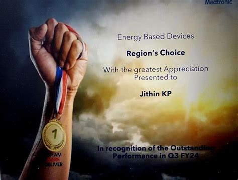 Jithin Kp On Linkedin Recognition Achievement Medtronic