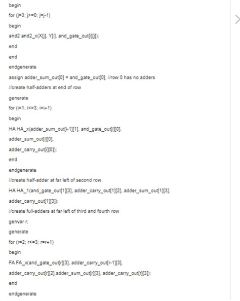 Solved Create A 4 × 4 Array Multiplier Using Generate Statements Use