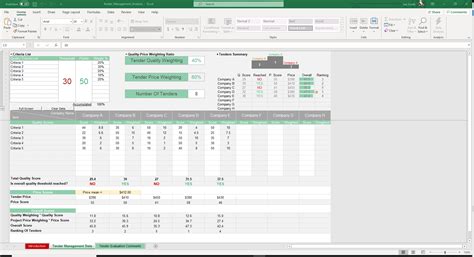 Tender Management Excel Template Simple Sheets