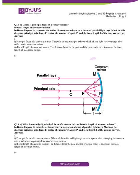 Lakhmir Singh Physics Class 10 Solutions For Chapter 4 Reflection Of Light Free Pdf