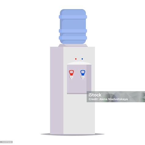 사무실과 가정을 위한 물 냉각기 물이 가득 찬 큰 파란색 플라스틱 병이 있는 회색 물 냉각기 플랫 스타일의 벡터 그림입니다 0명에 대한 스톡 벡터 아트 및 기타 이미지