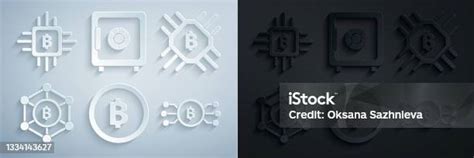 설정 암호 화폐 동전 비트 코인 Cpu 마이닝 농장 블록 체인 기술 마이크로 칩 회로비트 코인 서클 안전과 아이콘 벡터 0명에 대한 스톡 벡터 아트 및 기타 이미지 Istock