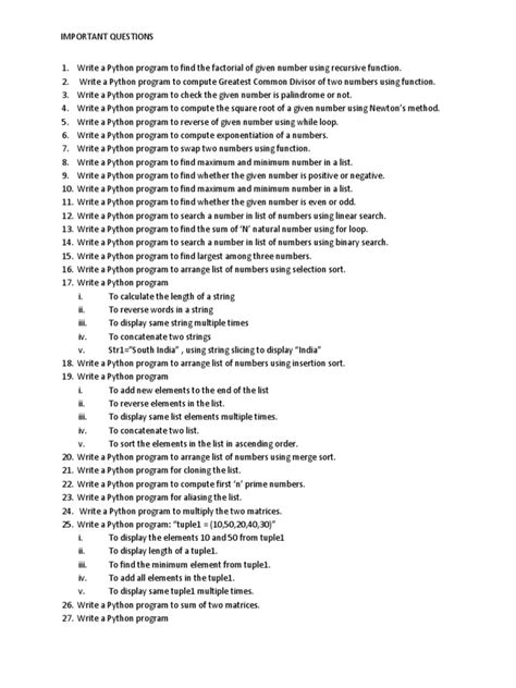 Important Programs Pdf Numbers String Computer Science