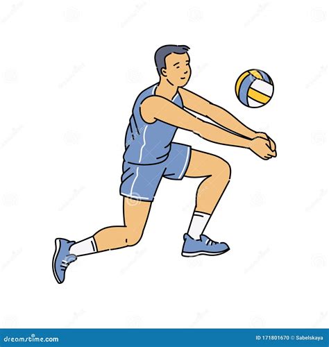卡通男子在排球中跳球 — 男运动员接球 向量例证 插画 包括有 活动家 女演员 查出 球员 航空 171801670