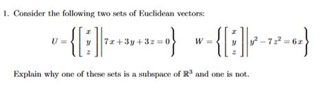 Solved 1 Consider The Following Two Sets Of Euclidean