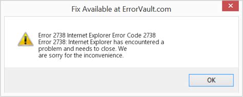 how to fix error 2738 internet explorer error code 2738 error 2738 internet explorer has