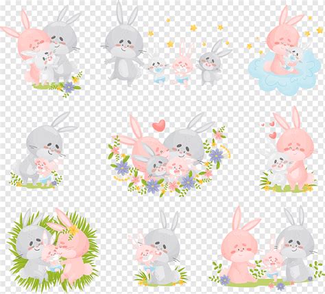 토끼 가족 토끼 만화 Png Pngwing