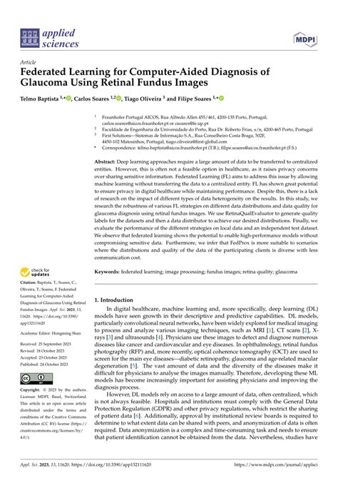 Pdf Federated Learning For Computer Aided Diagnosis Of Glaucoma Using Retinal Fundus Images
