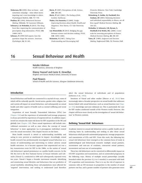 Sexual Behaviour And Health Chapter 16 Cambridge Handbook Of Psychology Health And Medicine