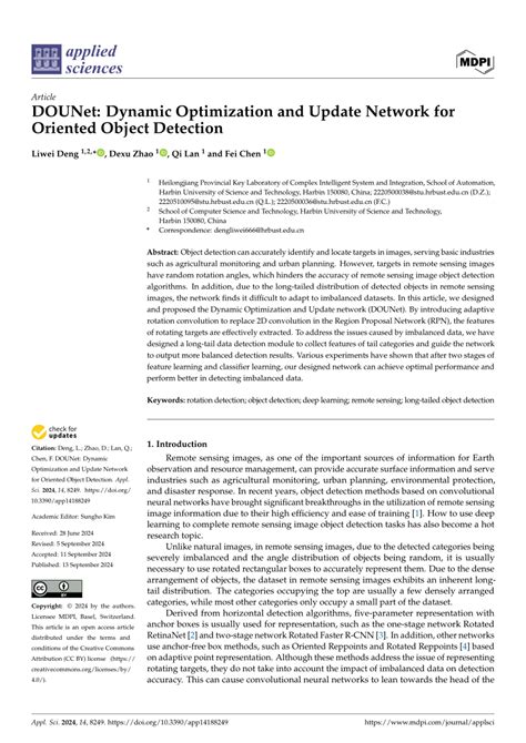 Pdf Dounet Dynamic Optimization And Update Network For Oriented Object Detection