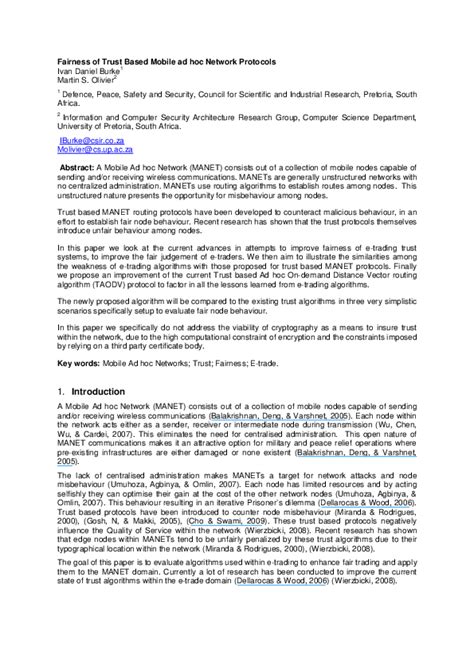 Pdf Fairness Of Trust Based Mobile Ad Hoc Network Protocols