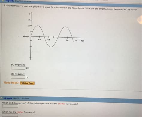 Solved 18 Points ShipPS13 6 SA A Displacement Versus Time Chegg Com