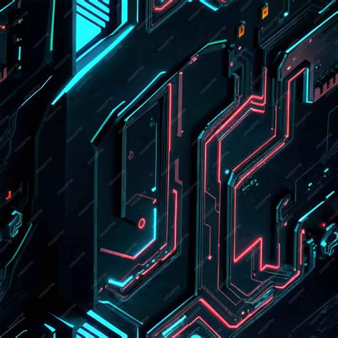 Premium Ai Image Seamless Cyberpunk Texture Pattern