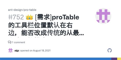 👑 需求 Protable 的工具栏位置默认在右边，能否改成传统的从最左边开始排序 · Issue 752 · Ant Design