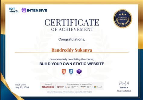 Sukanya Bandreddy On Linkedin Nxtwave Html Css Certification Learningjourney Codingsuccess