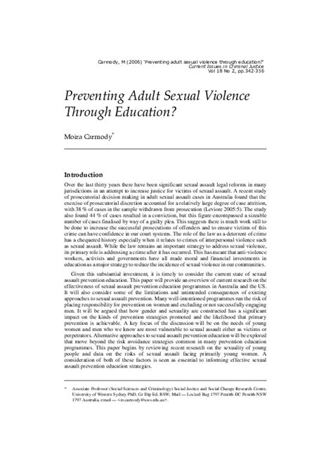 Pdf Preventing Adult Sexual Violence Through Education
