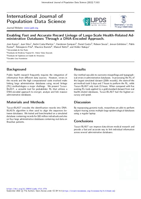 Pdf Enabling Fast And Accurate Record Linkage Of Large Scale Health Related Administrative