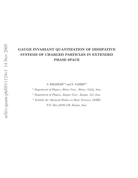 Pdf Gauge Invariant Quantization Of Dissipative Systems Of Charged
