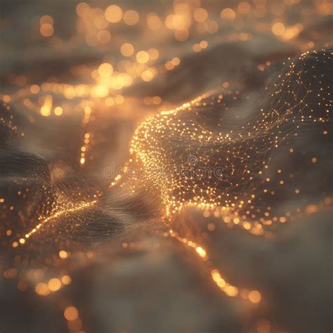realistic soft data network visualization with glowing nodes and abstract patterns in warm tones