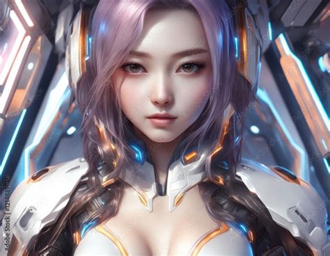 Cartoon Girl Asian Portrait Cute Eye And Sexy Model 3d With Generative Ai Stock Illustration