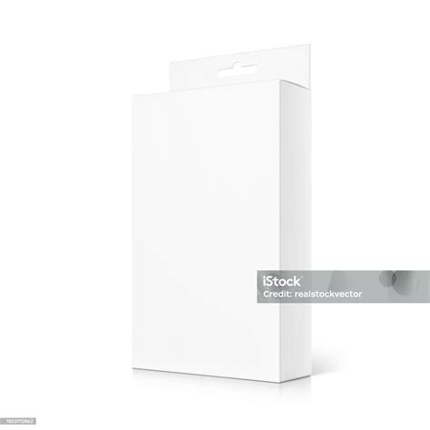 유로 슬롯 행거 모형이 있는 접이식 판지 상자 흰색 배경에 분리된 벡터 그림입니다 전자 화장품 식품 약국 등에 사용할 수