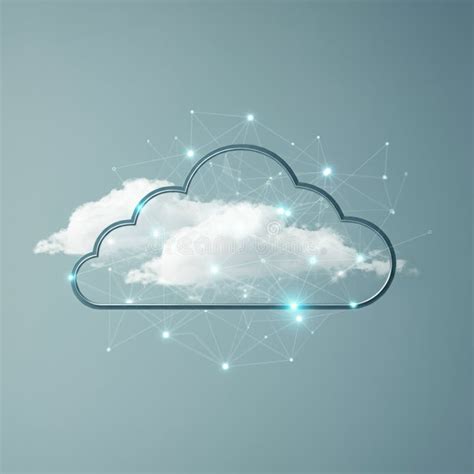 Ai Generated Cloud Illustration With Wireframe Outline And Glowing