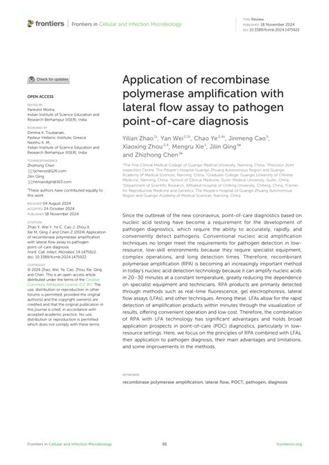 Pdf Application Of Recombinase Polymerase Amplification With Lateral