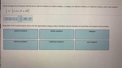 Solved List All Numbers From The Given Set That Are A