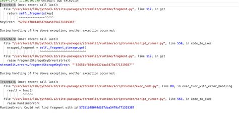 Error With Stfragment Using Streamlit Streamlit