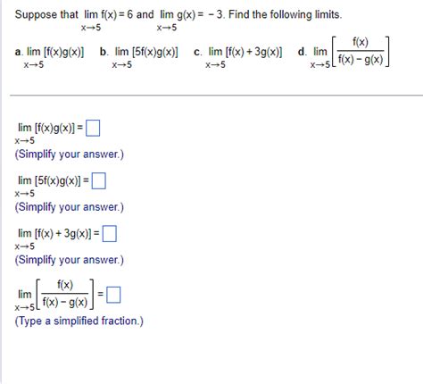 Suppose That Lim X Arrow 5 F X 6 And Lim X StudyX