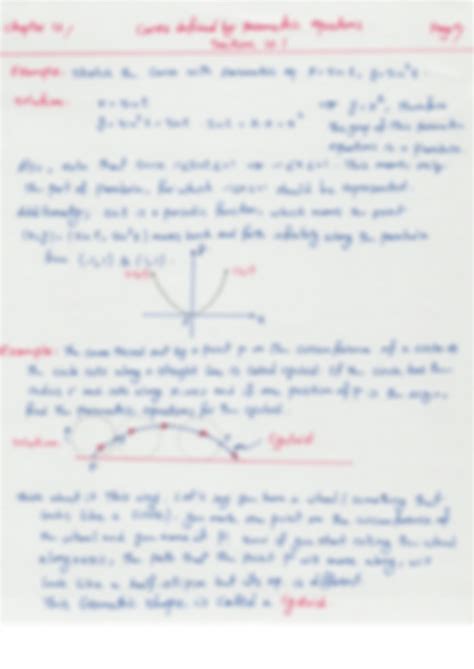 SOLUTION Curves Defined By Parametric Equations Section Studypool