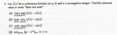 4 let f x be a continuous function on a b and n