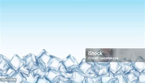 얼음 결정 큐브 하늘 배경에 현실적인 벡터 일러스트와 레이아웃 각얼음에 대한 스톡 벡터 아트 및 기타 이미지 각얼음 패턴 배경 주제 Istock