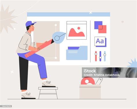 남자는 새로운 제품을 설계하거나 기존 제품을 개선 비즈니스 브레인스토밍 응용 프로그램을 만드는 Ui Ux 디자인 개념 플랫