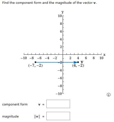 Solved Find The Component Form And Magnitude Of The Vector