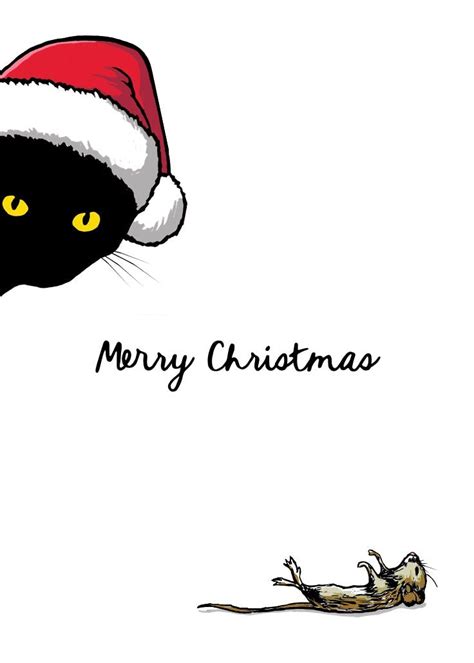 Cat Mouse Christmas Card Greetings Island