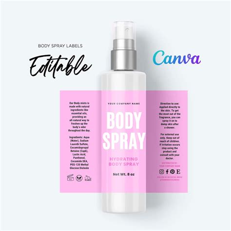 Body Spray Labels Body Mist Labels Body Perfume Labels Hydrating