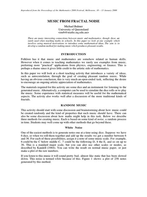 Generating Pleasant Random Music Through Fractal Noise An Introduction