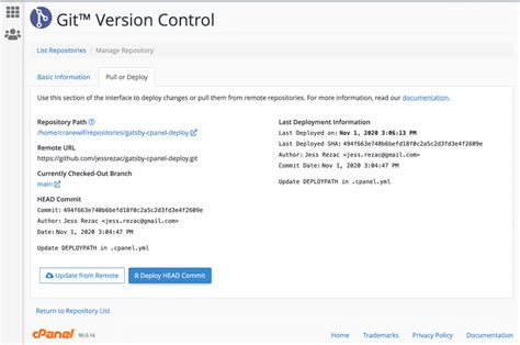 continuous deployment of a gatsby site to cpanel with git version