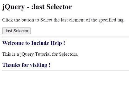 JQuery Last Selector