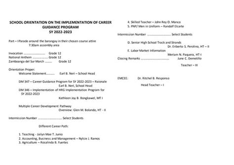 Career Guidance Program Docx Professional School Postgraduate Education