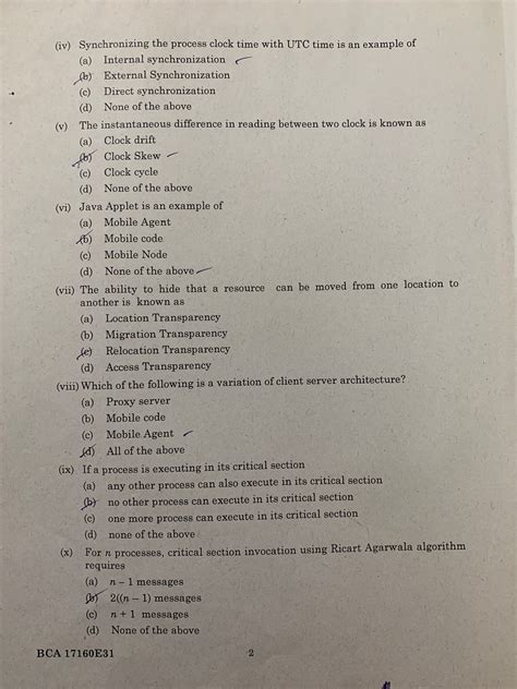 Distributed System Question Paper Bca Question Paper Distributed