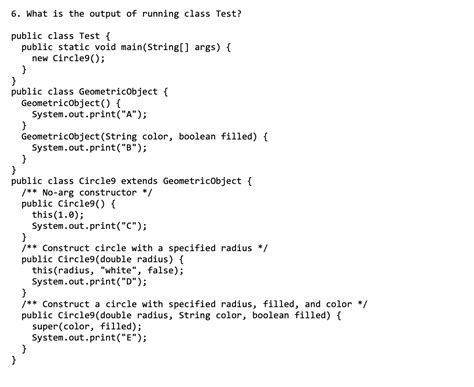 solved 6 what is the output of running class test